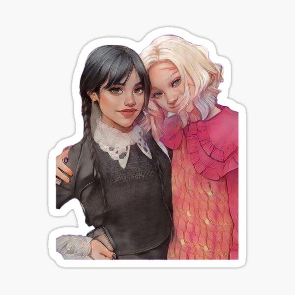 "Wednesday - Jenna Ortega With Emma Myers Animated Fanart" Sticker for Sale by Doya-Magical-Un ...
