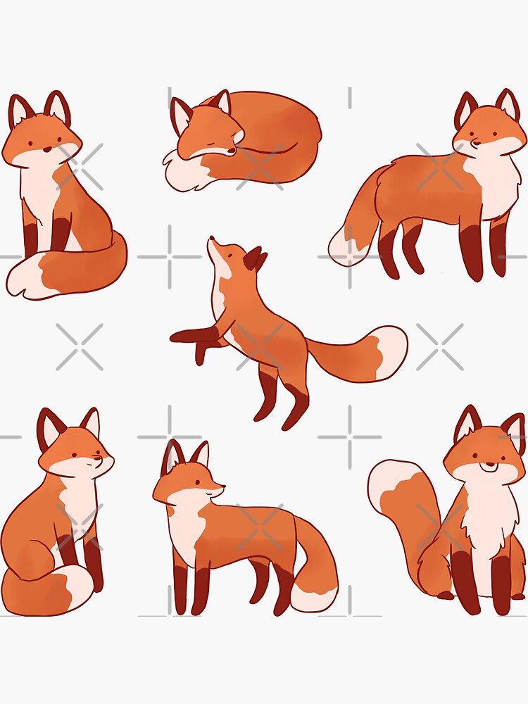"Foxes cute pack illustration - adorable fox pattern " Sticker for Sale ...