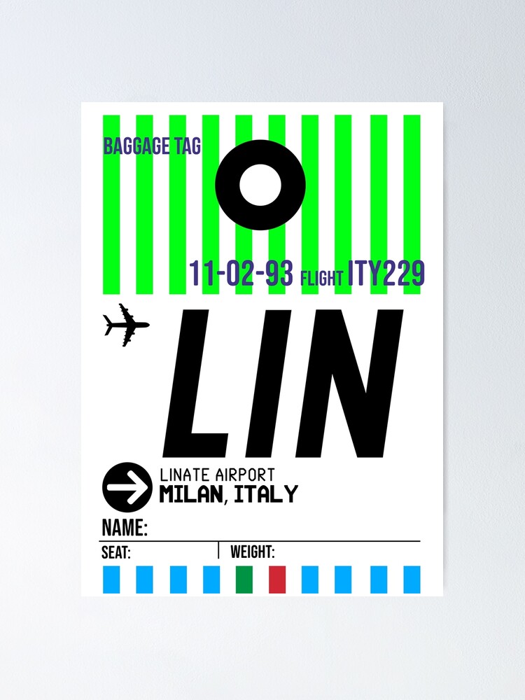 "Milan Linate Airport (LIN) Baggage tag" Poster for Sale by mamahao ...