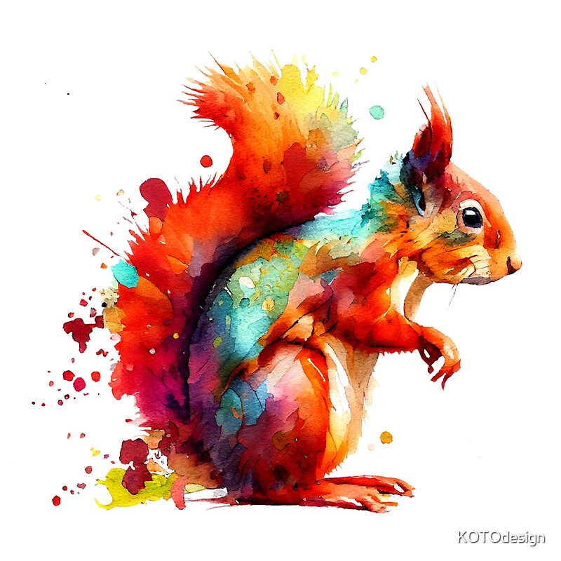 "Squirrel Colourful Art | Watercolor Painting of the Squirrel " by ...