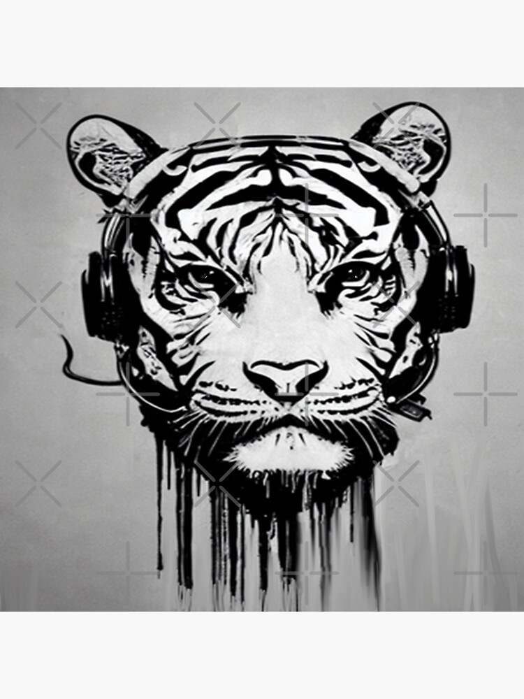 "Dj Tiger, Black and gray, street art" Sticker for Sale by ...
