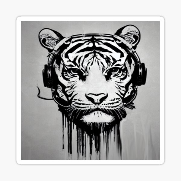 "Dj Tiger, Black and gray, street art" Sticker for Sale by ...