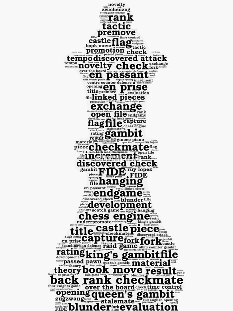 "Chess Queen Piece (Chess Word Art)" Sticker for Sale by shminoa ...