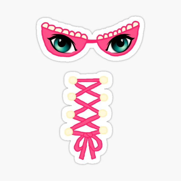 "Corset Ribbon and blue eyes bra with pink lace" Sticker for Sale by ...