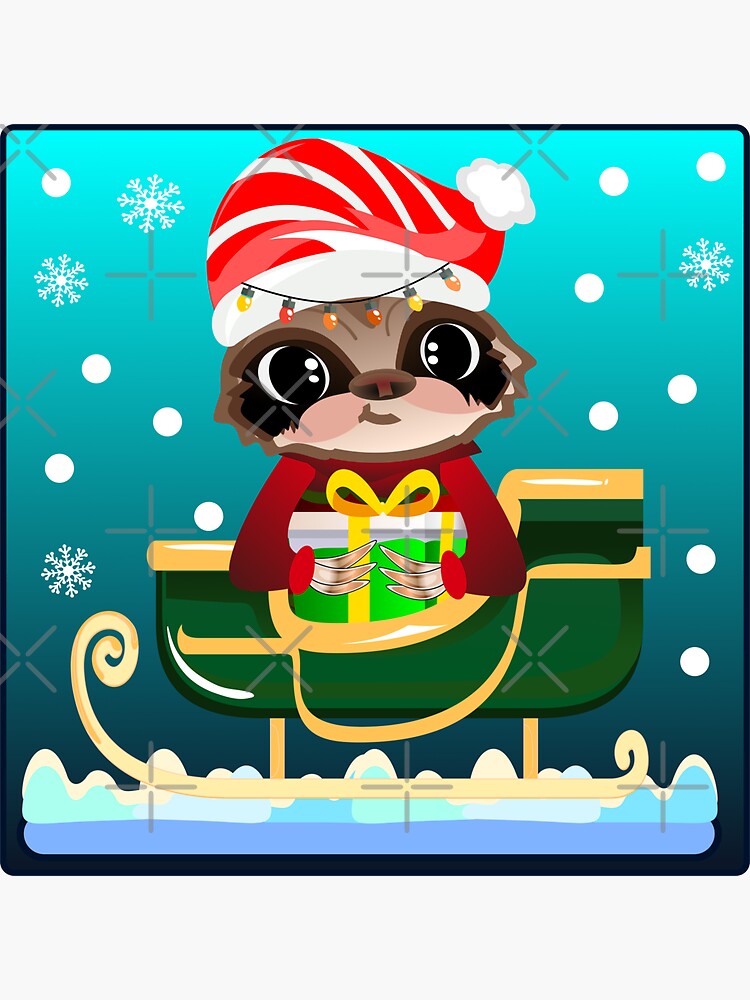 "Christmas Sloth - SLED" Sticker for Sale by minimalartstory | Redbubble
