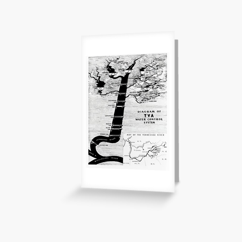 "Vintage Map of Tennessee Valley Authority (TVA) Dam System 1933 ...