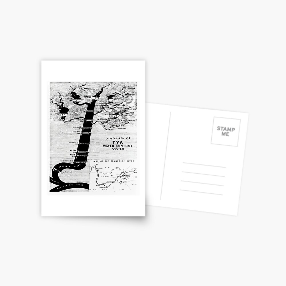 "Vintage Map of Tennessee Valley Authority (TVA) Dam System 1933 ...