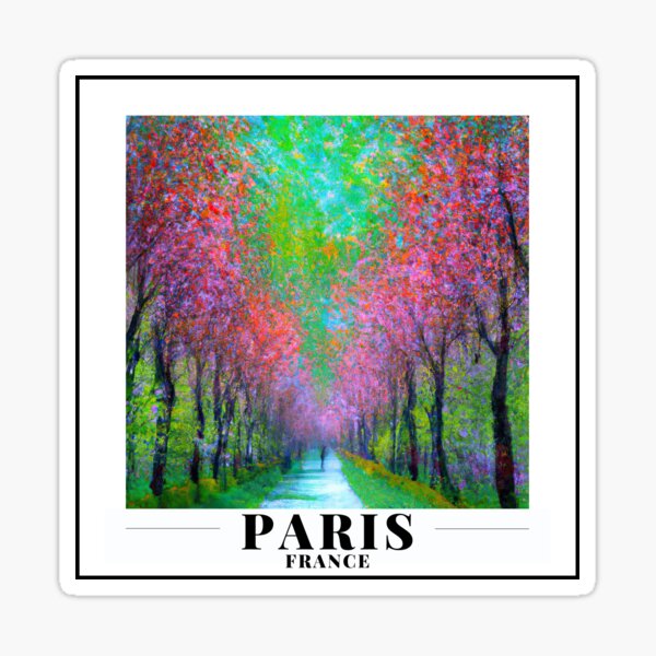 "A Claude Monet style painting of a cherry blossom alley" Sticker for ...