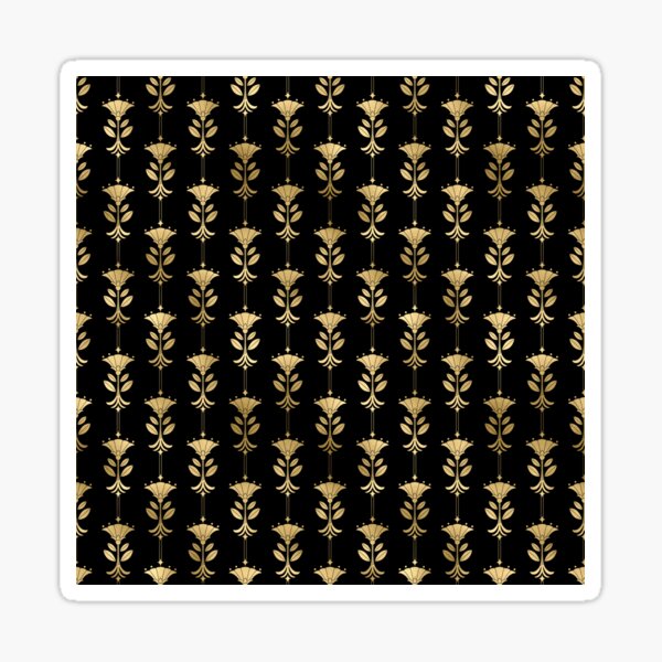 "Art Deco Gold and Obsidian Flower Pattern" Sticker for Sale by Trinket ...