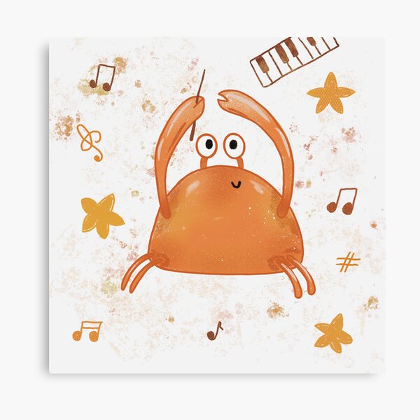 Cute Crab Cartoon Metal Wall Art for Sale | Redbubble
