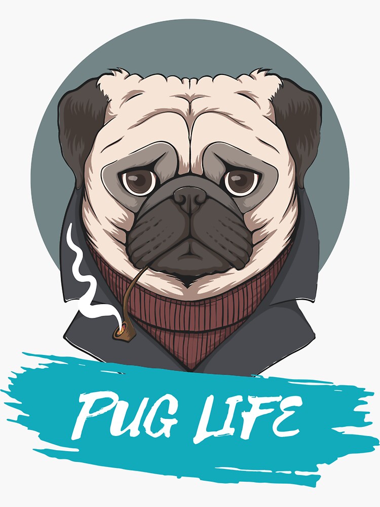 "Pug Life | Cute Pug Design" Sticker for Sale by LivingCreaturez ...