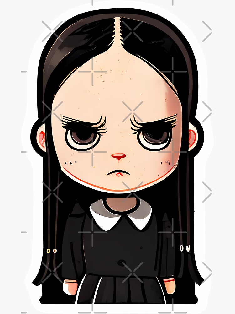 "Wednesday Addams angry sticker" Sticker for Sale by room105 | Redbubble