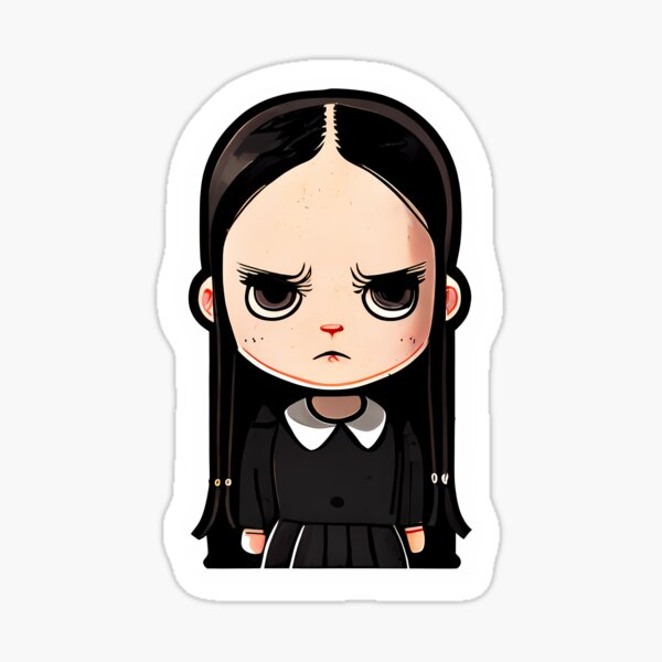 "Wednesday Addams angry sticker" Sticker for Sale by room105 | Redbubble