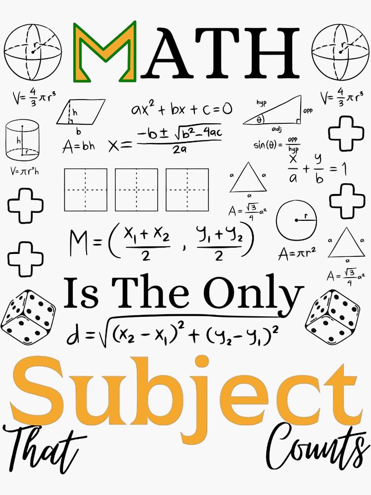 "Math Is The Only Subject That Counts" Sticker for Sale by MoGuettaShop ...