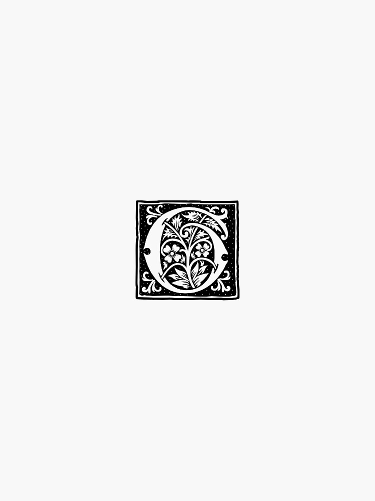 "G Letter Transparent (Gothic Antique Ornate Flower)" Sticker for Sale ...