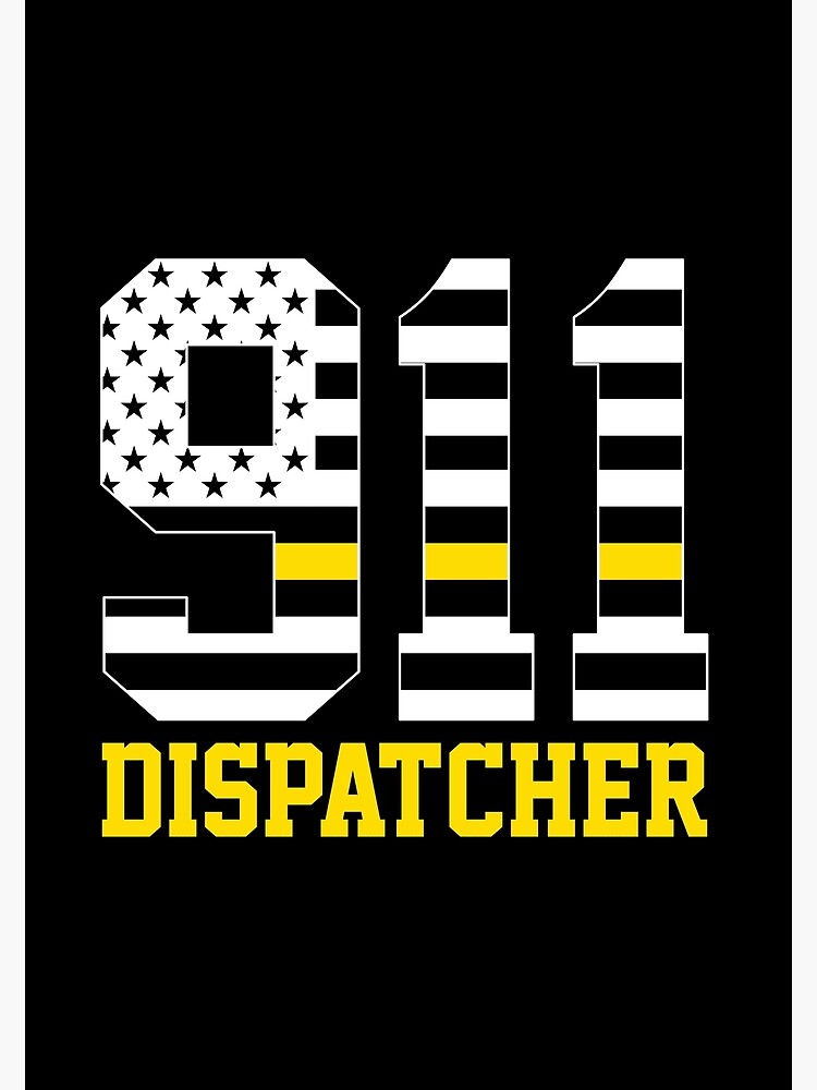 "911 Dispatcher Emergency USA Flag Thin Gold Line Funny Dispatcher ...