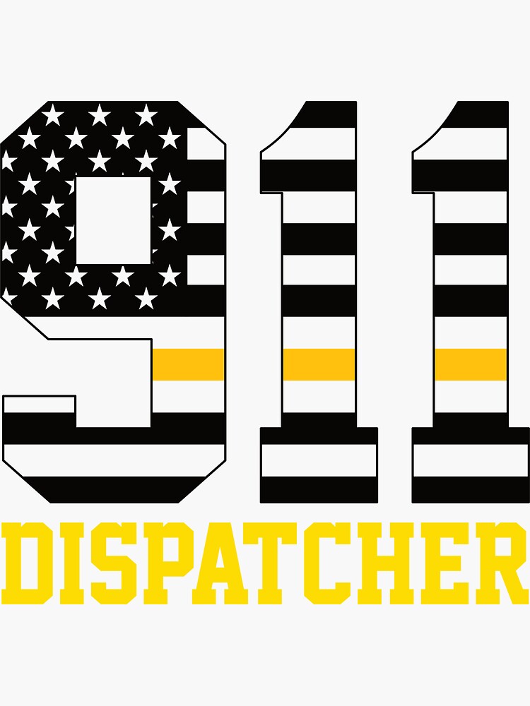 "911 Dispatcher Emergency USA Flag Thin Gold Line Funny Dispatcher ...