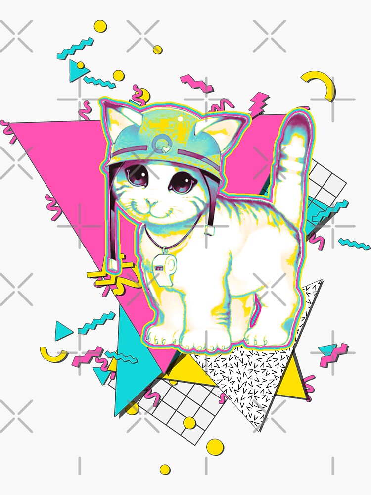 "Rescue Cat *90s graphic design*" Sticker for Sale by Carryneon | Redbubble