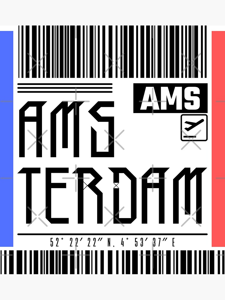"Amsterdam boarding pass tag" Sticker for Sale by LeddsoDello | Redbubble