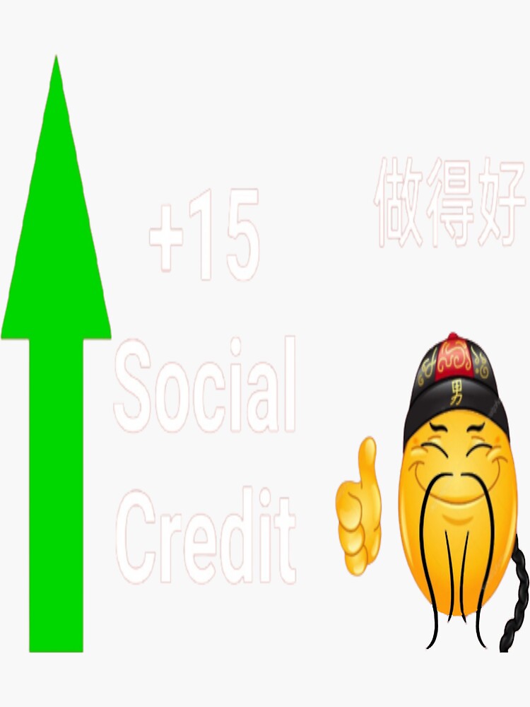 "social credit score meme" Sticker for Sale by Shrewd-Mood | Redbubble