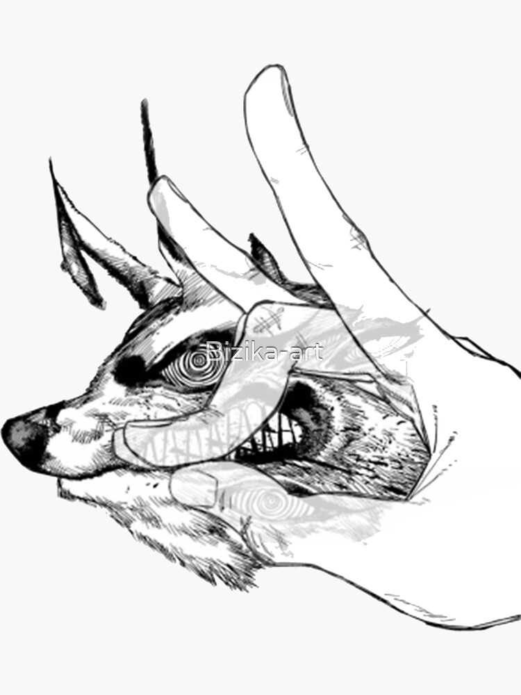 "aki kon hand, KON Hayakawa Aki, chainsaw hand gojo" Sticker for Sale ...