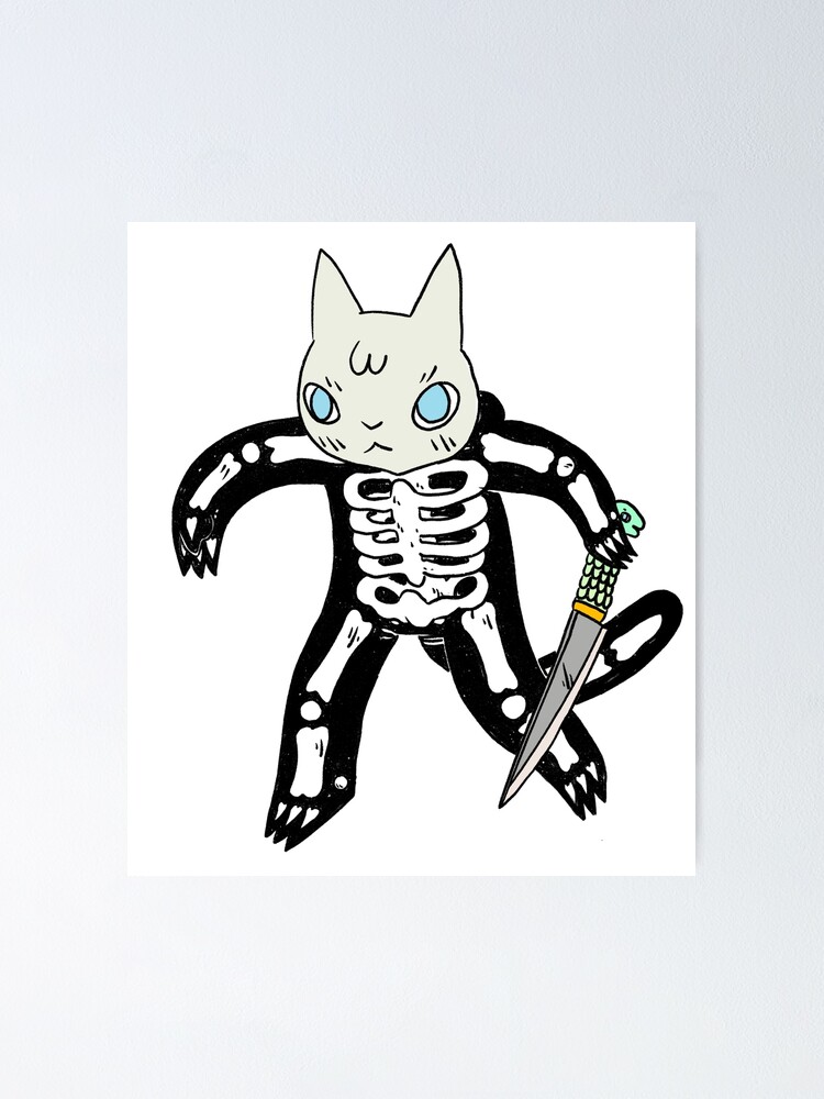 "Skeleton Cat with Dagger" Poster for Sale by dethpsun | Redbubble