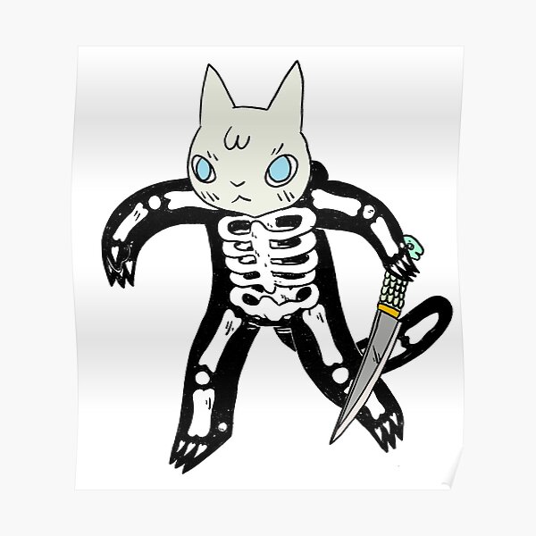 "Skeleton Cat with Dagger" Poster for Sale by dethpsun | Redbubble