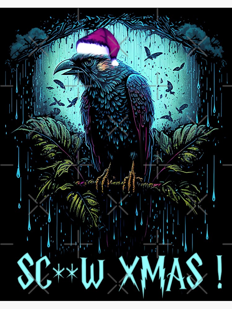 "Rainy Grumpy Raven - Screw Xmas" Sticker for Sale by frigamribe88 ...