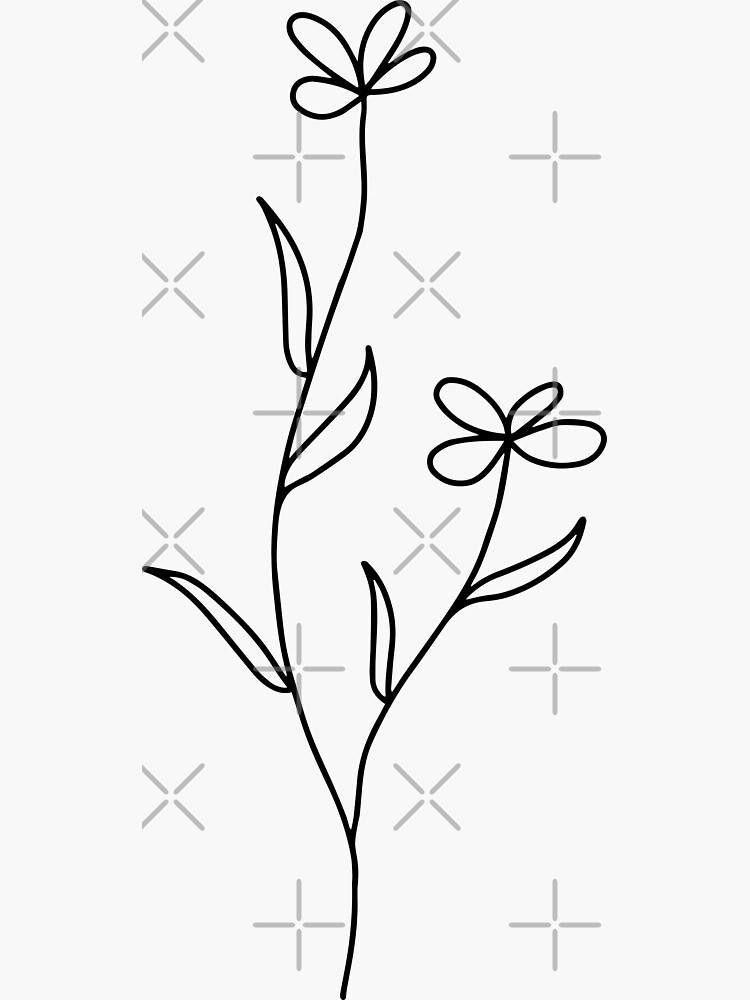 "Fine Line Flower Drawing | Artwork by Julia Healy" Sticker for Sale by ...