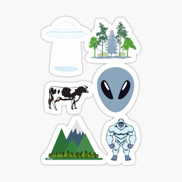 "Ufo bigfoot cow abduction alien - sci fi" Sticker for Sale by ...