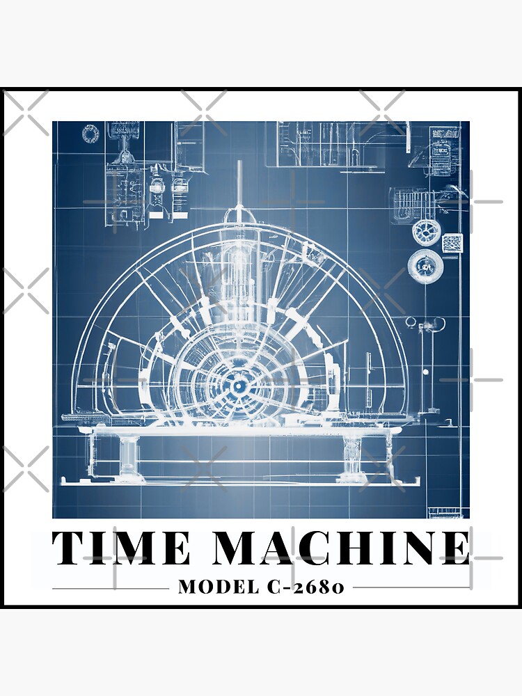 "Blueprint of a time travel machine" Sticker for Sale by ASwissBear ...