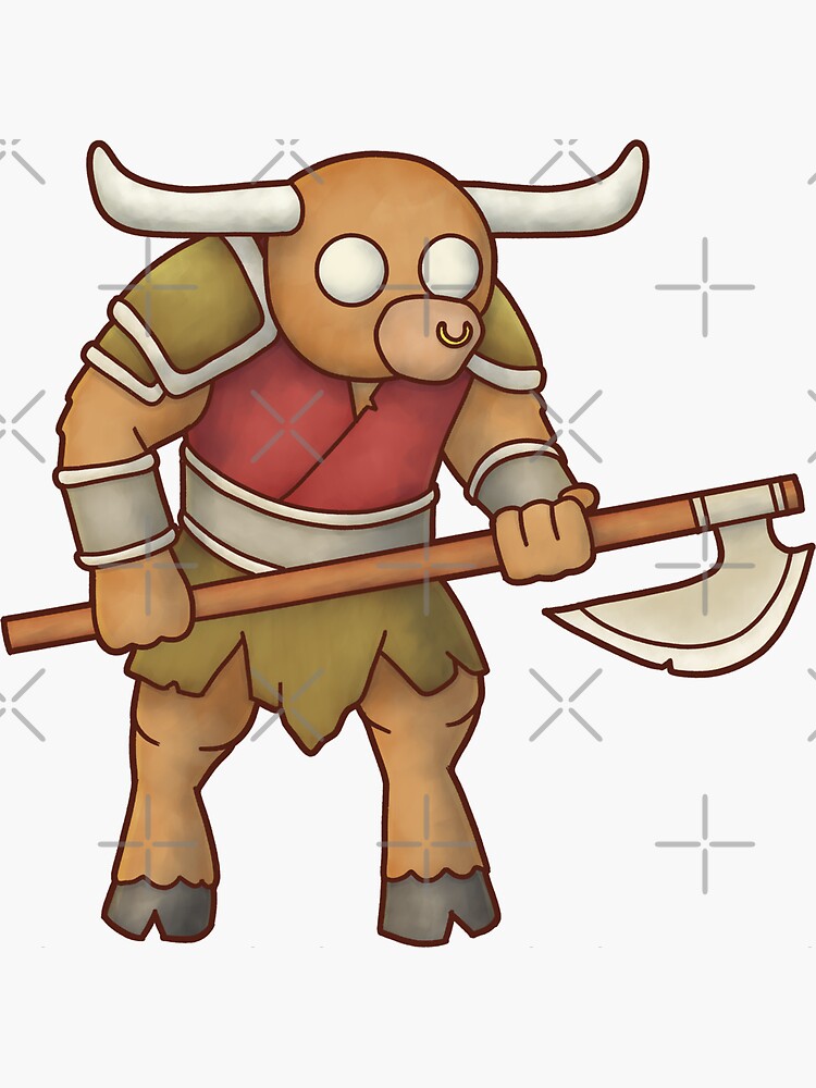 "Cartoon Minotaur" Sticker for Sale by ReclusiveSloth | Redbubble