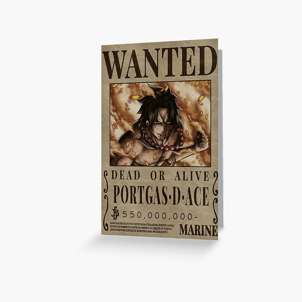 "Ace "Fire Fist" bounty Wanted One Piece Poster" Greeting Card for Sale ...