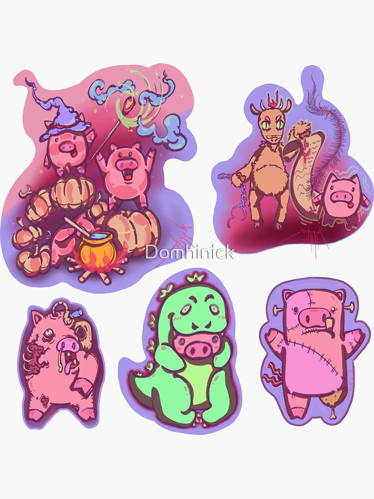 "Halloween Pork" Sticker for Sale by Domhinick | Redbubble