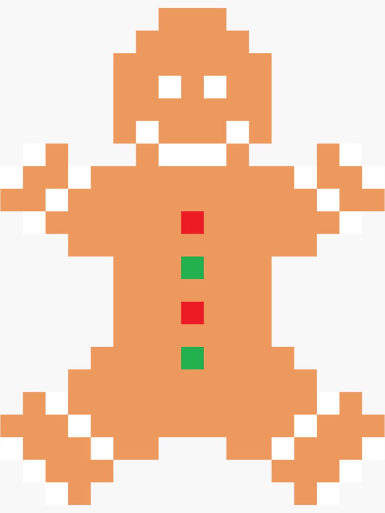 "Gingerbread Man Christmas Baking Retro 8-Bit Pixel Art" Sticker for ...