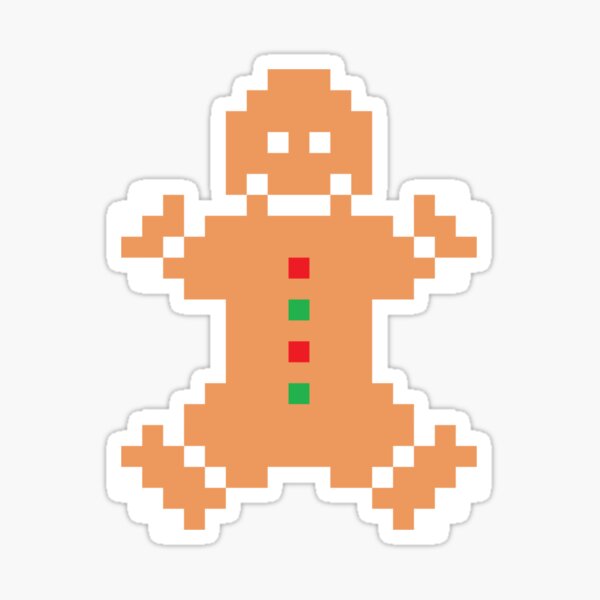 "Gingerbread Man Christmas Baking Retro 8-Bit Pixel Art" Sticker for ...
