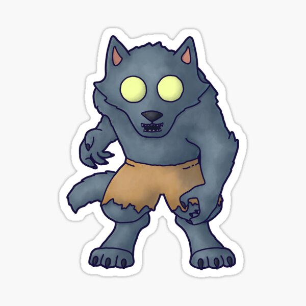 "Cartoon Werewolf" Sticker for Sale by ReclusiveSloth | Redbubble