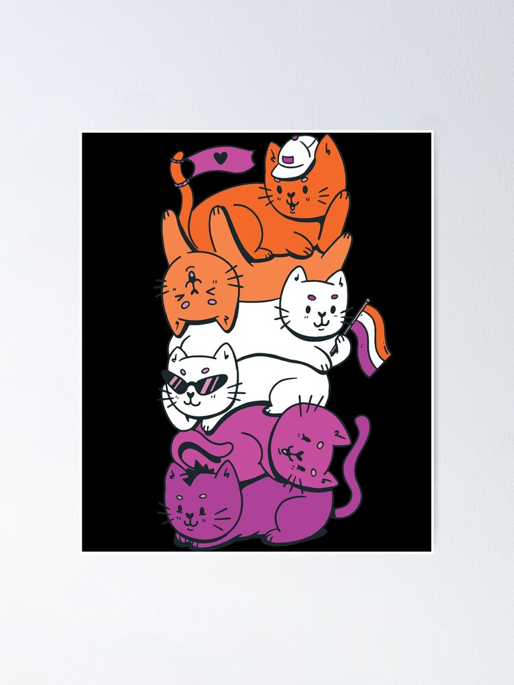 "Lesbian Flag Kawaii Cats Lesbian" Poster for Sale by Designs-By-Zar ...
