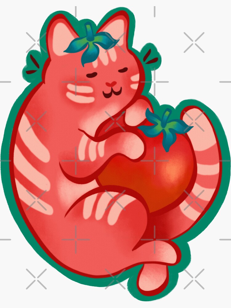 "Sleepy Tomato Cat " Sticker for Sale by inkohitpsd | Redbubble