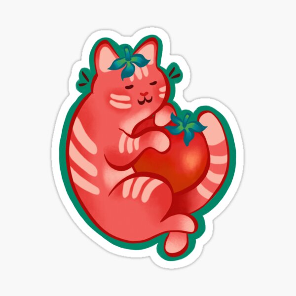 "Sleepy Tomato Cat " Sticker for Sale by inkohitpsd | Redbubble