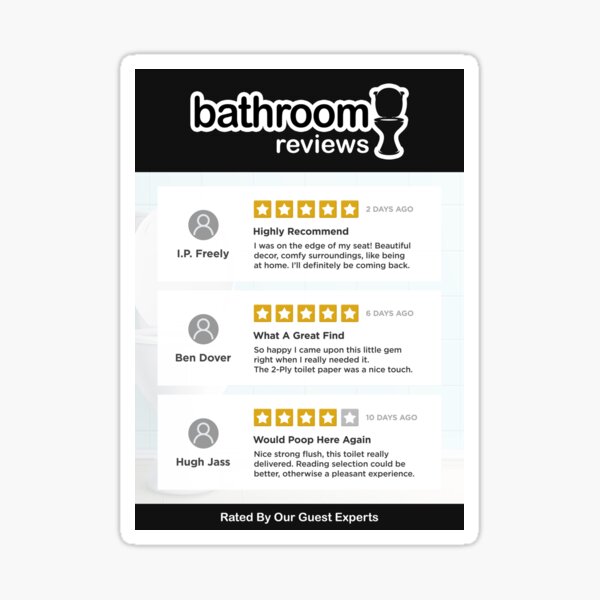 "Funny Bathroom Reviews Sign Custom Toilet Humor Decor" Sticker for ...