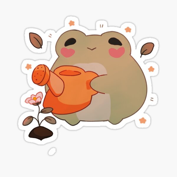 "squishy frog gardening" Sticker for Sale by kivnnchi | Redbubble