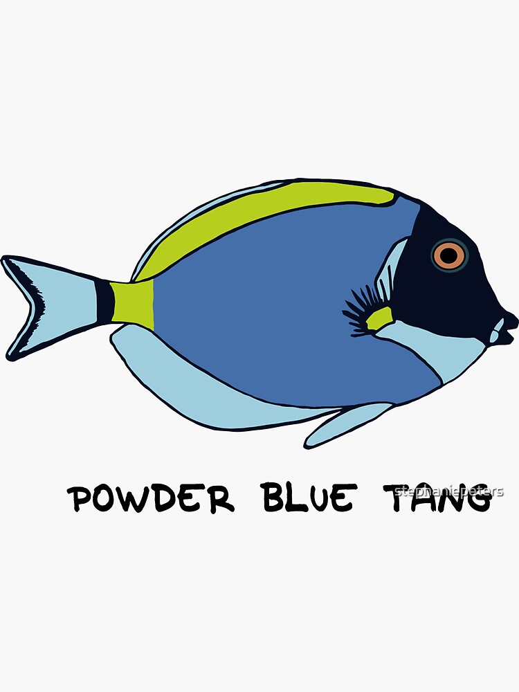 "Powder blue Tang Tropical Fish Illustration" Sticker by ...
