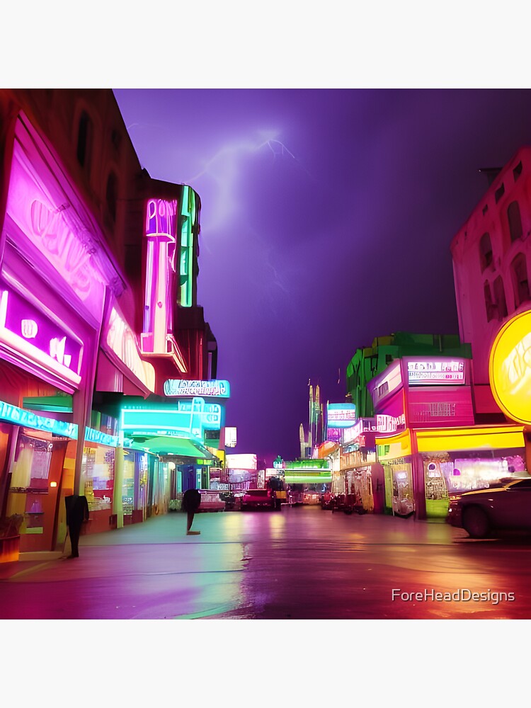 "Neon City By Rainy Night | Cyberpunk" Sticker for Sale by ...