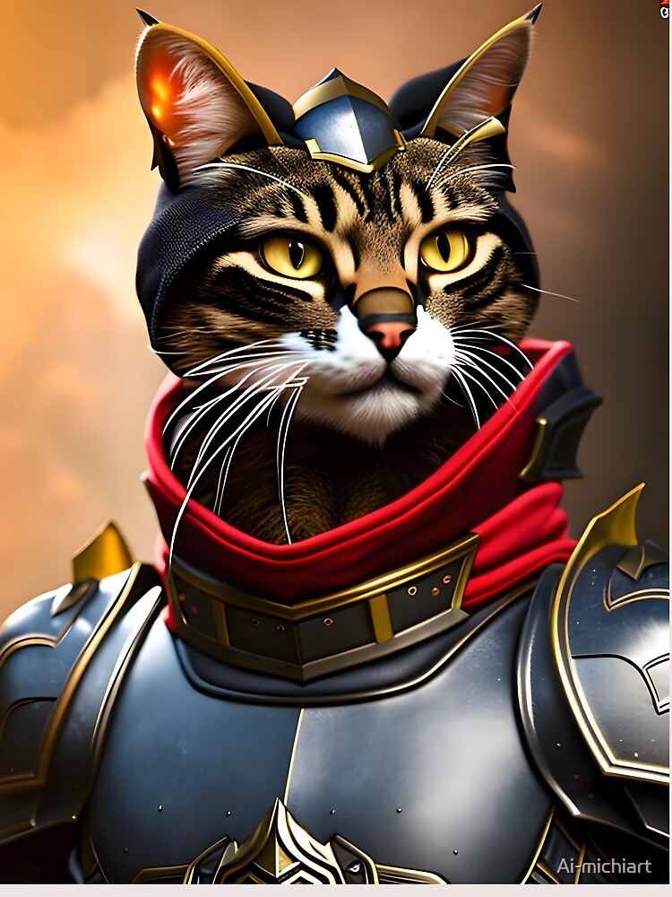 "Cat in Armor - Modern Digital Art" Poster for Sale by Ai-michiart ...