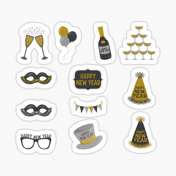 "New Year's Eve Sticker Set" Sticker for Sale by MonkeyBizness | Redbubble