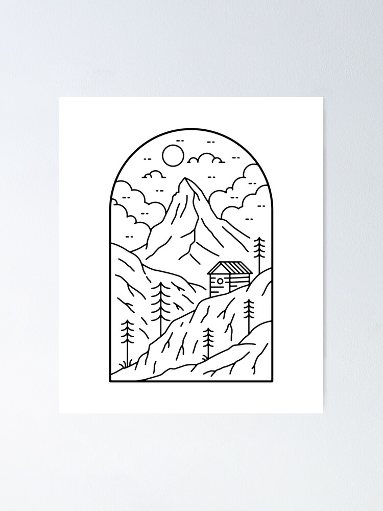 "The Matterhorn Mountain Switzerland Zermatt line art, Swiss Alps ...