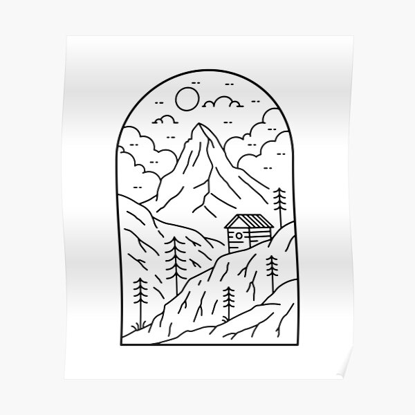 "The Matterhorn Mountain Switzerland Zermatt line art, Swiss Alps ...