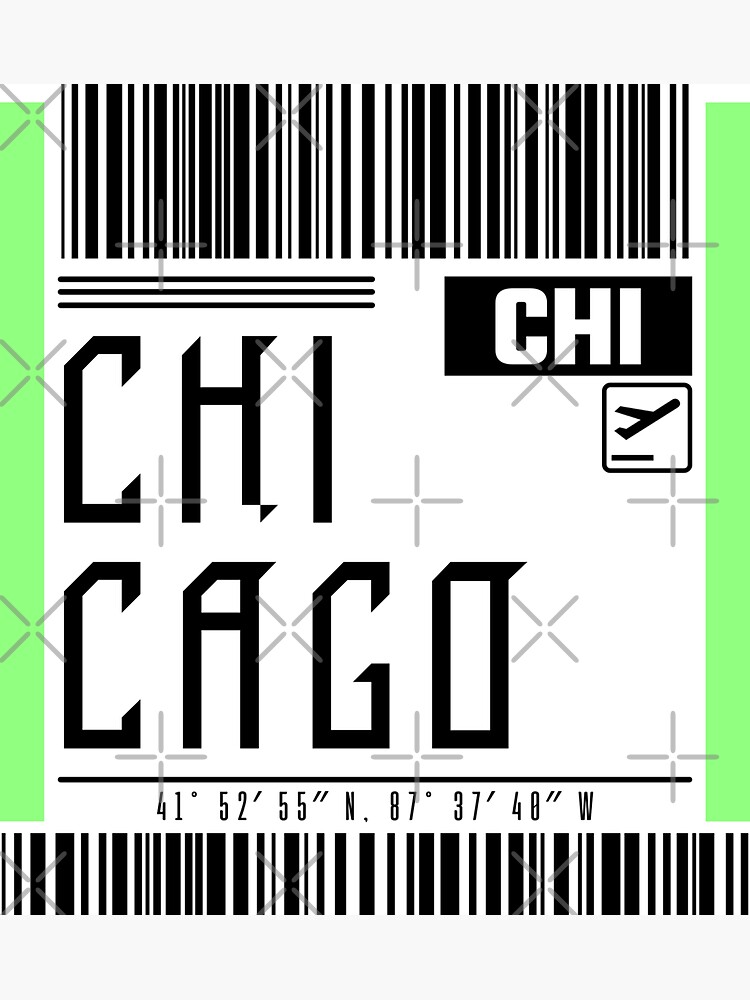 "Chicago boarding pass tag" Sticker for Sale by LeddsoDello | Redbubble