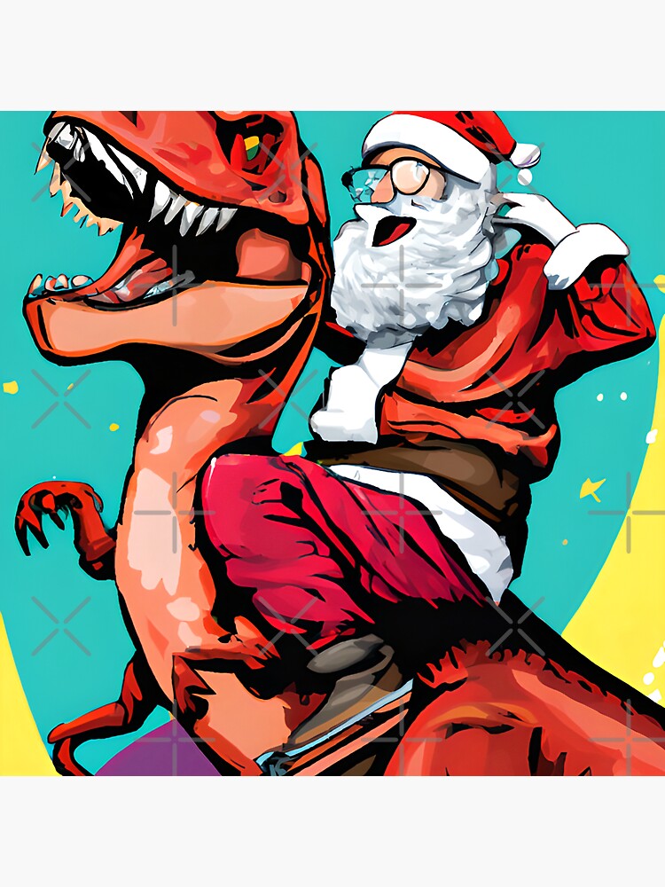 "Santa Riding a T Rex Christmas Sticker, Sweaters and Outfits ...